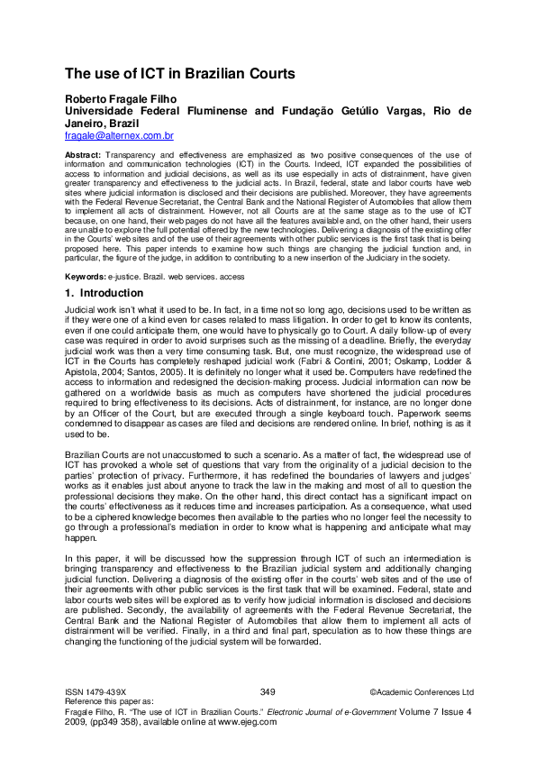 (PDF) The use of ICT in Brazilian Courts