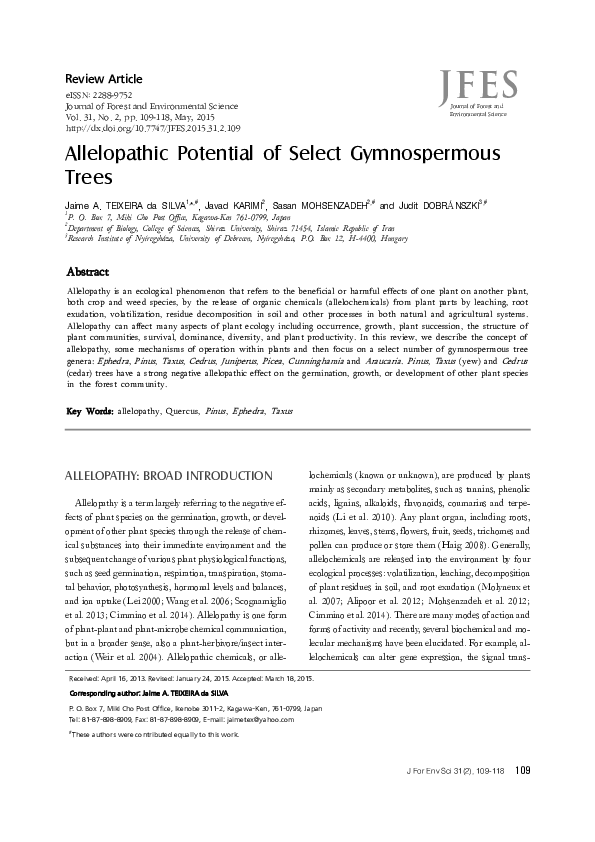 (PDF) Allelopathic Potential of Select Gymnospermous Trees