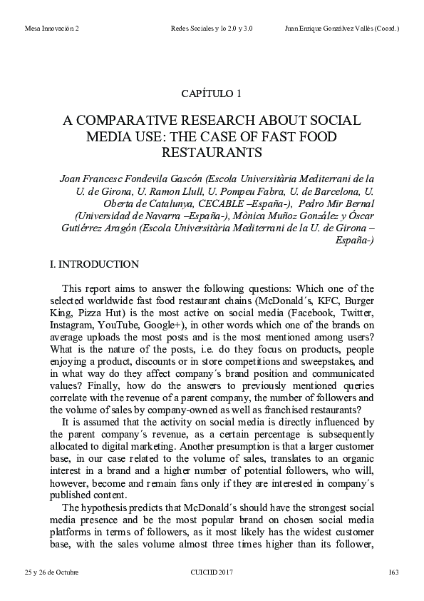 (PDF) A comparative research about social media use: The case of fast ...