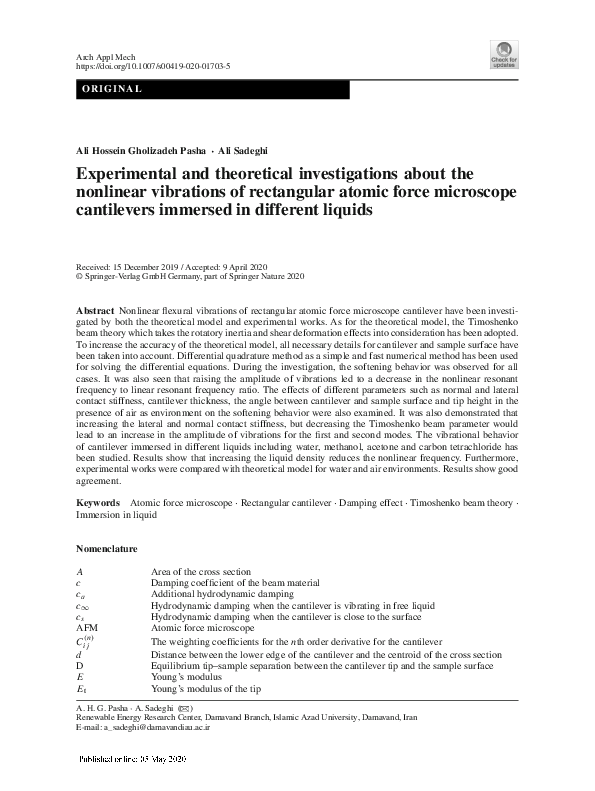 (PDF) Experimental and theoretical investigations on the oscillating ...