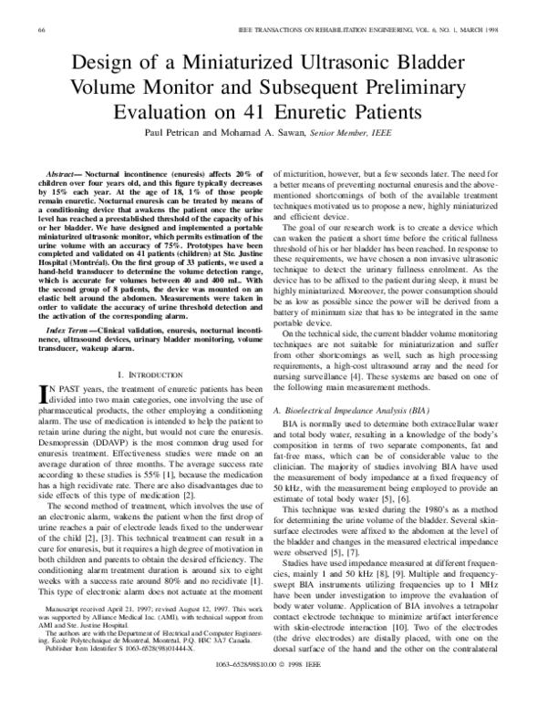(PDF) Design of a miniaturized ultrasonic bladder volume monitor and ...