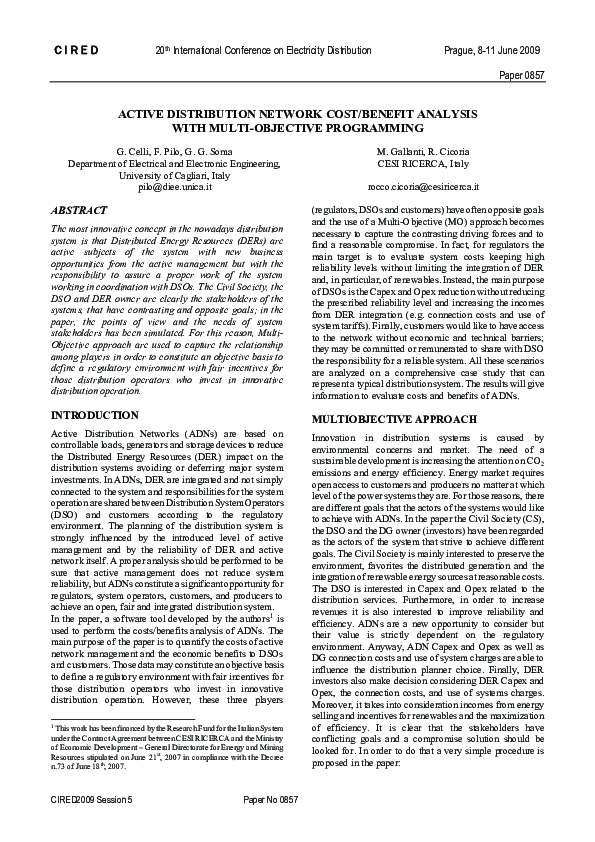 (PDF) Active distribution network cost/benefit analysis with multi-objective programming