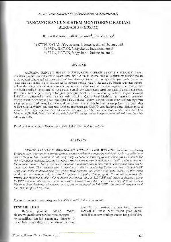 Pdf Rancang Bangun Sistem Monitoring Radiasi Berbasis Website
