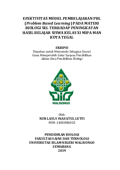 (PDF) Efektivitas model pembelajaran PBL (Problem Based Learning) pada materi Biologi sel ...