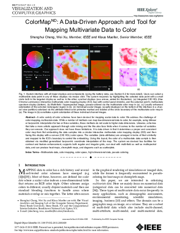 Pdf Colormapnd A Data Driven Approach And Tool For Mapping Multivariate Data To Color