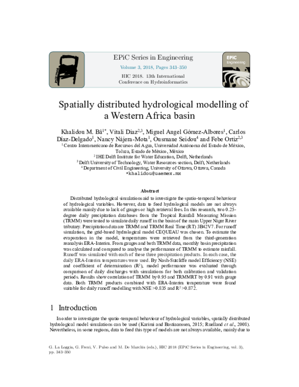 (PDF) Spatially Distributed Hydrological Modelling of a Western Africa Basin