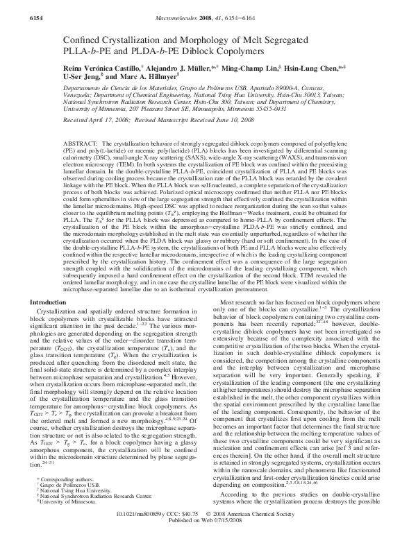 (PDF) Confined Crystallization and Morphology of Melt Segregated PLLA-b ...