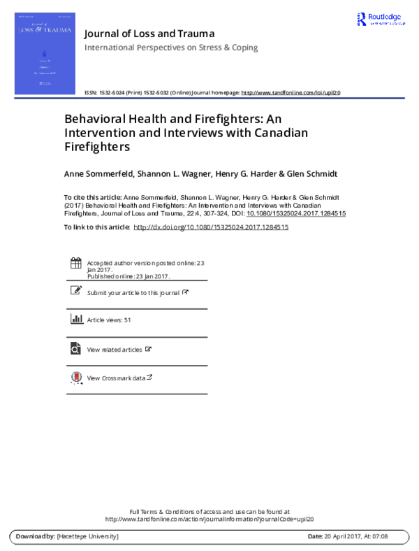 (PDF) Behavioral Health and Firefighters: An Intervention and ...