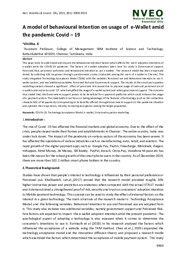 (PDF) A model of behavioural Intention on usage of e-Wallet amid the ...