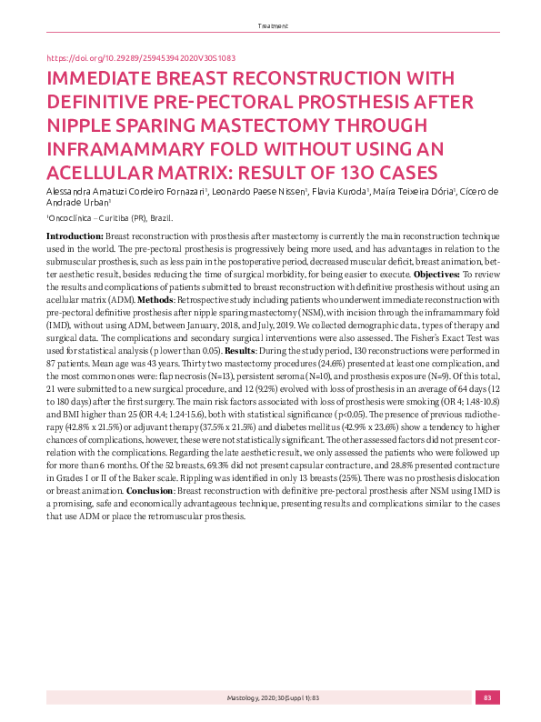 (PDF) Immediate breast reconstruction with definitive pre-pectoral ...
