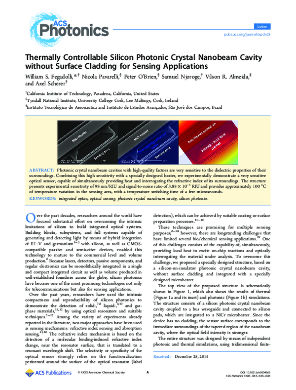 (PDF) Thermally Controllable Silicon Photonic Crystal Nanobeam Cavity ...