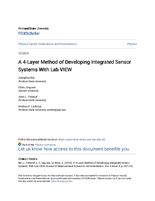 (PDF) A 4-Layer Method of Developing Integrated Sensor Systems With Lab ...