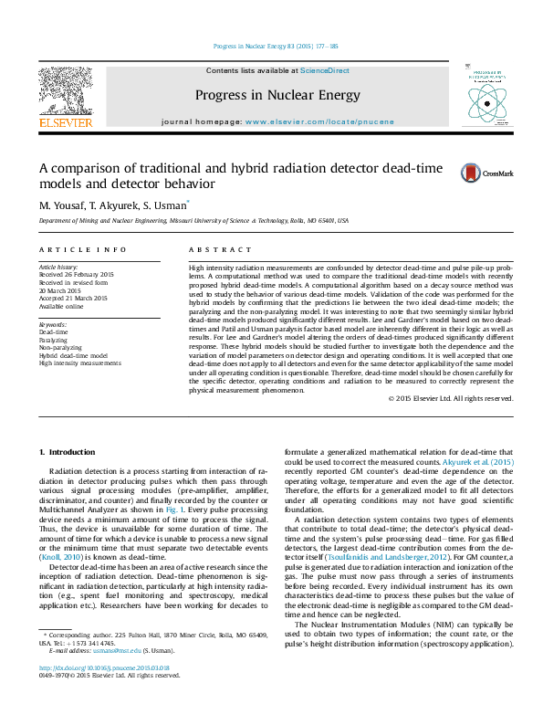 (PDF) A comparison of traditional and hybrid radiation detector dead ...