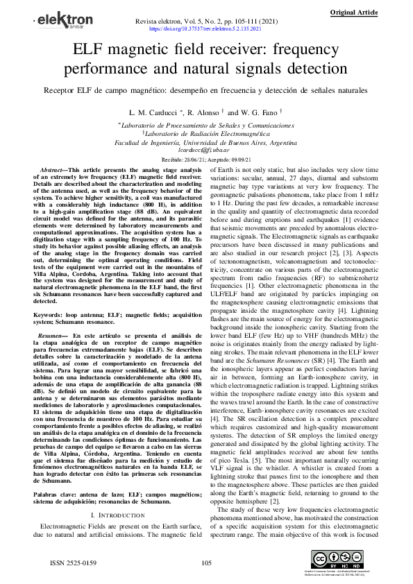 (PDF) ELF magnetic field receiver: frequency performance and natural ...
