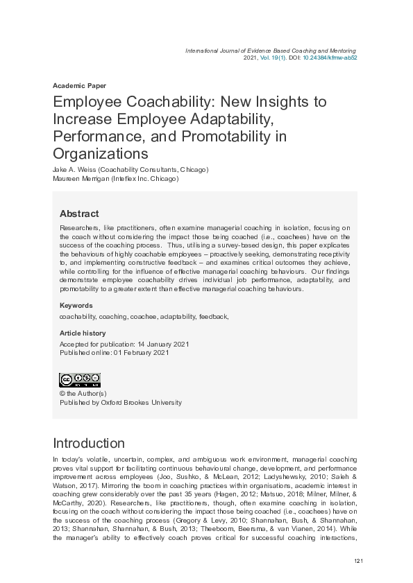 (PDF) Employee Coachability: New Insights to Increase Employee ...