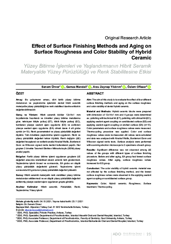 (PDF) Effect of Surface Finishing Methods and Aging on Surface ...