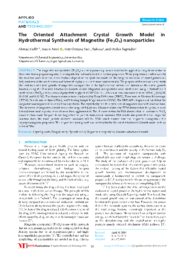 (PDF) Oriented Attachment Crystal Growth Model in Hydrothermal ...
