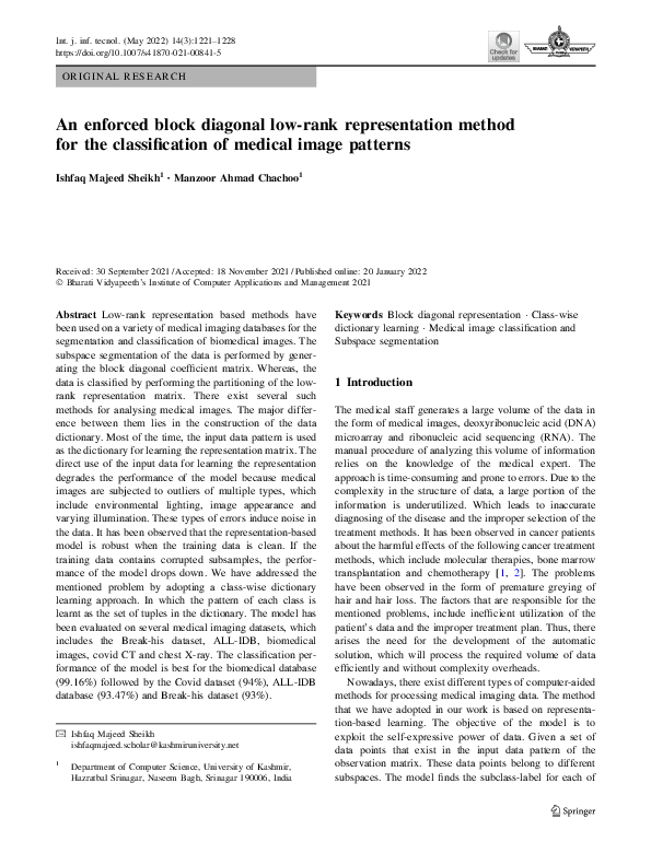 (PDF) An enforced block diagonal low-rank representation method for the classification of ...