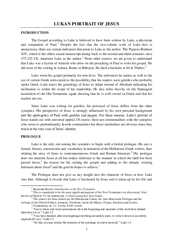 (PDF) THE LUKAN PORTRAIT OF JESUS