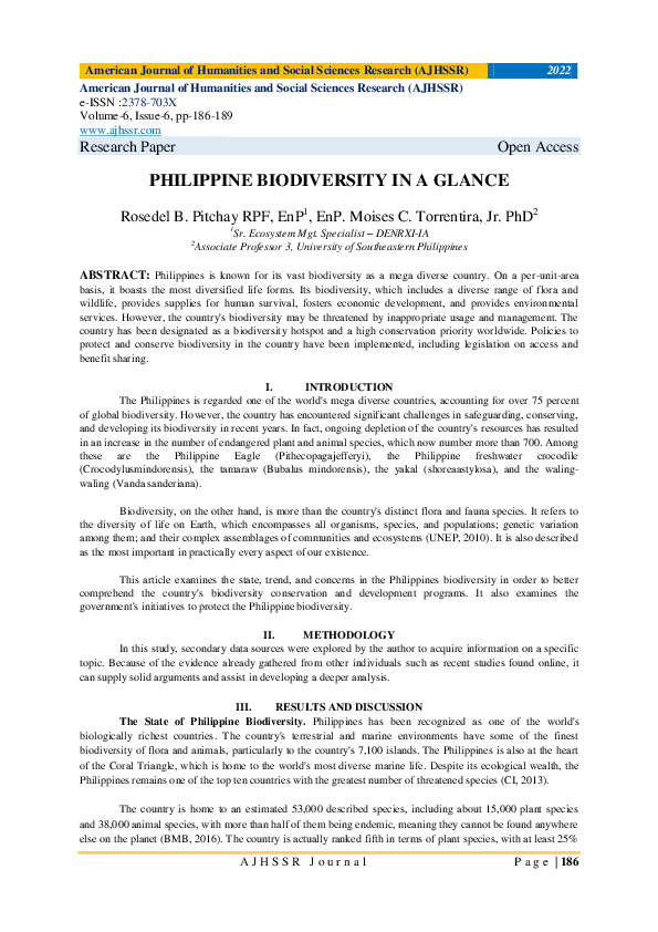 (PDF) PHILIPPINE BIODIVERSITY IN A GLANCE
