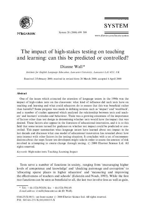 (PDF) The impact of high-stakes testing on teaching and learning: can ...