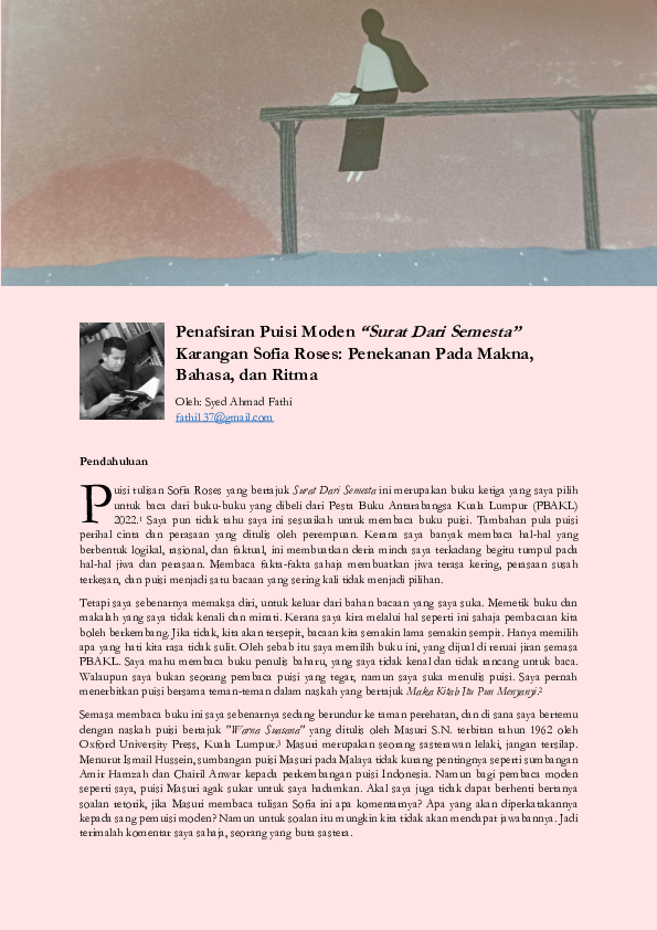 (PDF) Penafsiran Puisi Moden “Surat Dari Semesta” Karangan Sofia Roses ...