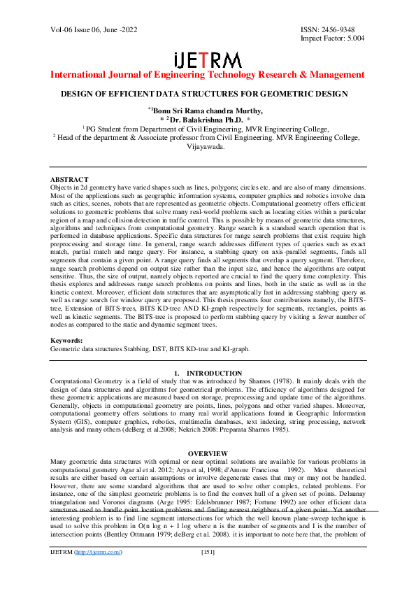 (PDF) Efficient Data Structures for Geometric Range Searches