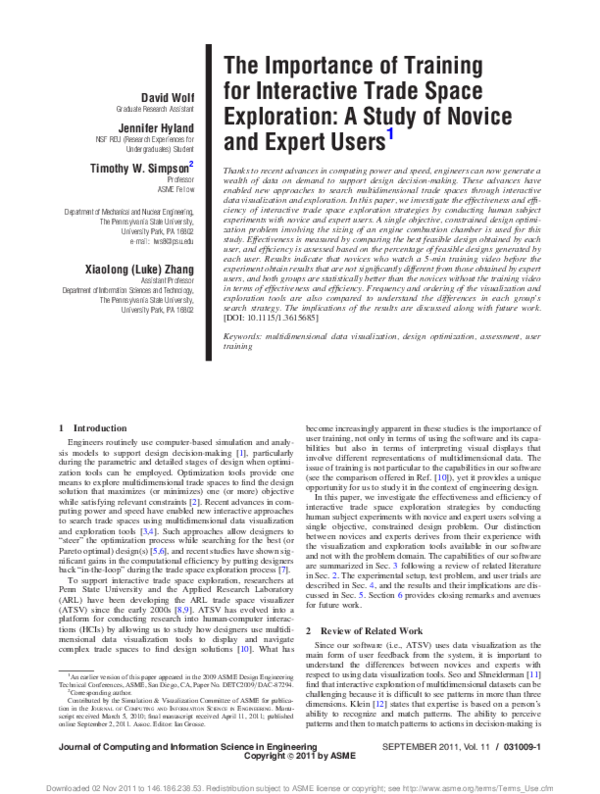 (PDF) The Importance of Training for Interactive Trade Space ...