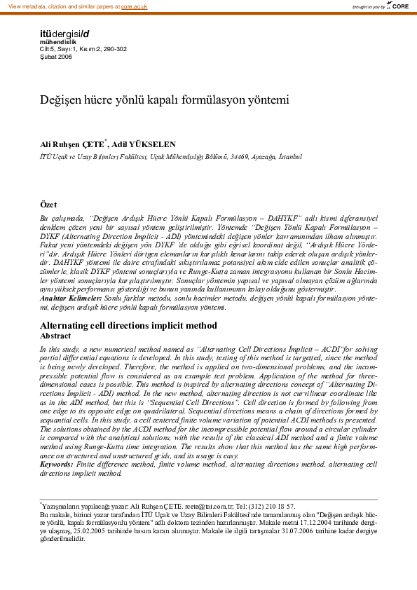 (PDF) Alternating cell directions implicit method | Ali Ruhşen ÇETE ...