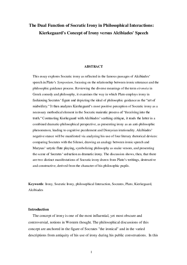 (PDF) The Dual Function of Socratic Irony in Philosophical Interactions ...