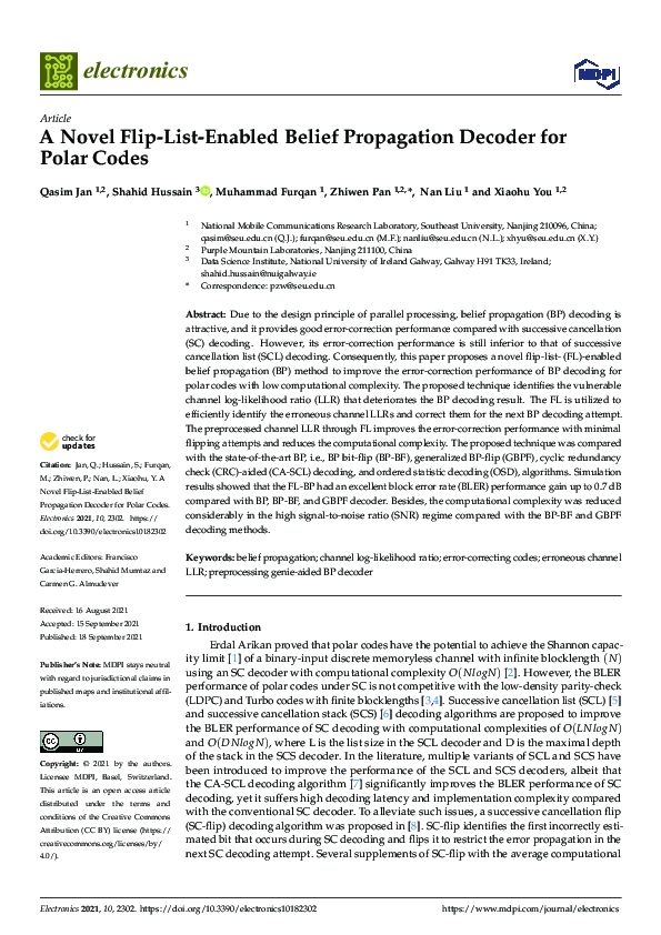 Pdf A Novel Flip List Enabled Belief Propagation Decoder For Polar Codes