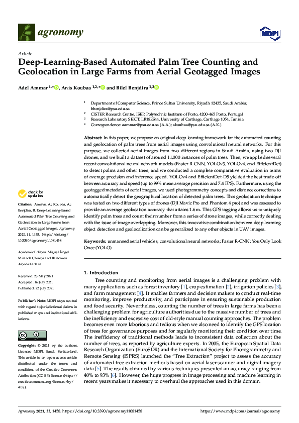 Pdf Deep Learning Based Automated Palm Tree Counting And Geolocation