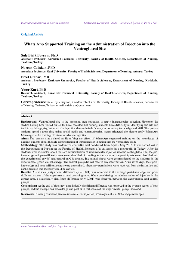 (PDF) Whats App Supported Training on the Administration of Injection ...