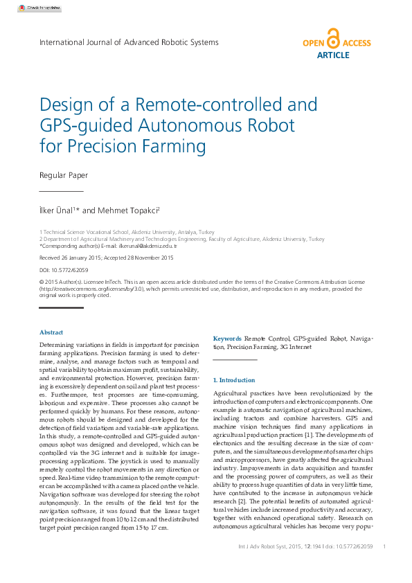 (PDF) Design of a Remote-controlled and GPS-guided Autonomous Robot for ...