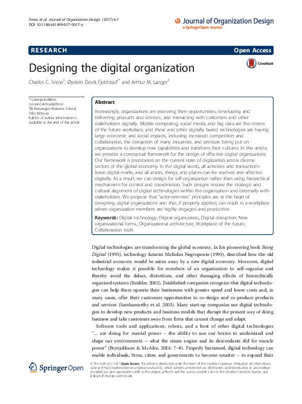 (PDF) Designing the digital organization