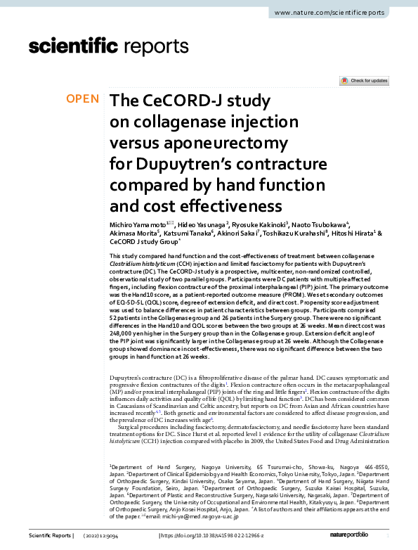 (PDF) The CeCORD-J study on collagenase injection versus aponeurectomy ...