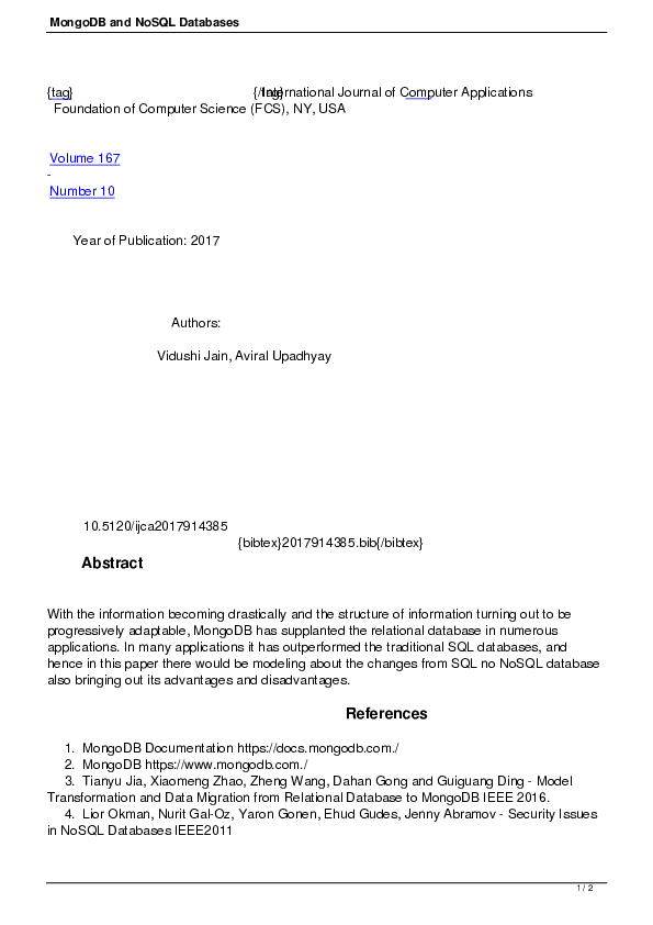 (PDF) MongoDB and NoSQL Databases