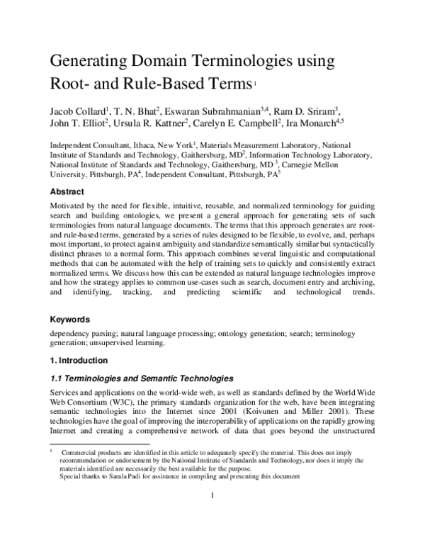 (PDF) Generating Domain Terminologies using Root- and Rule-Based Terms