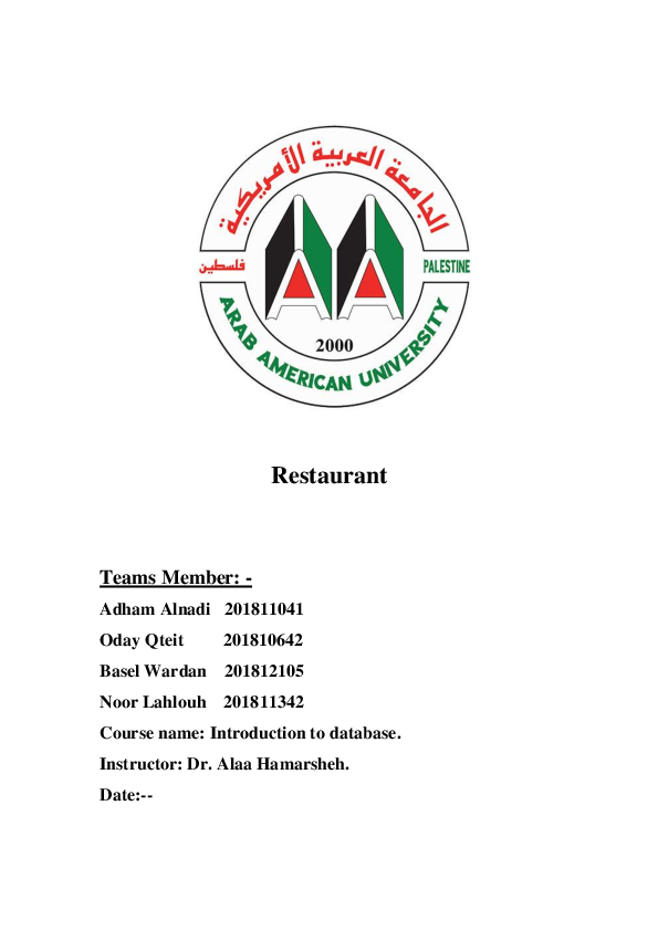 (PDF) Restaurant Database System