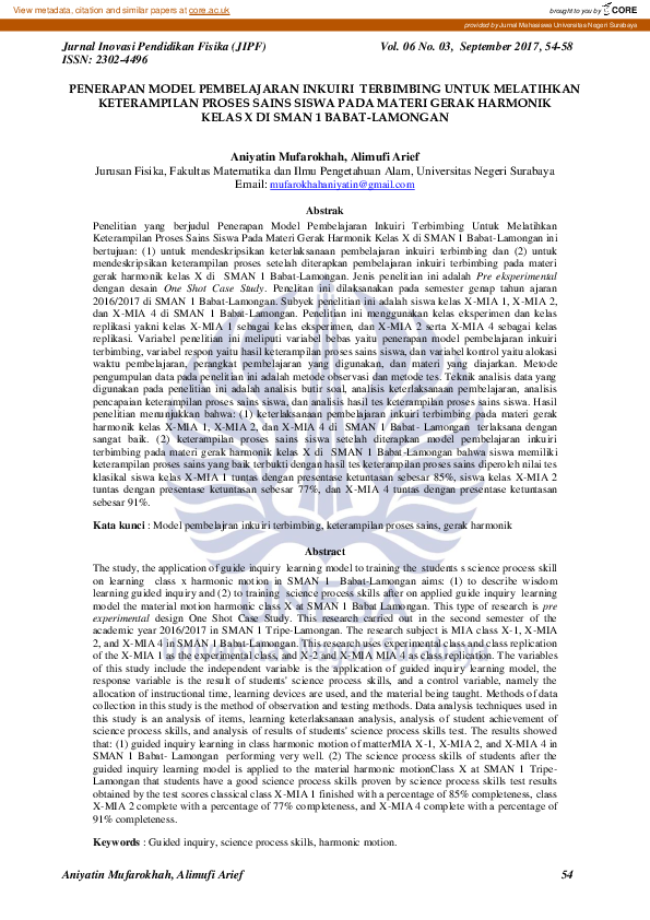 (PDF) Penerapan Model Pembelajaran Inkuiri Terbimbing Untuk Melatihkan Keterampilan Proses Sains ...