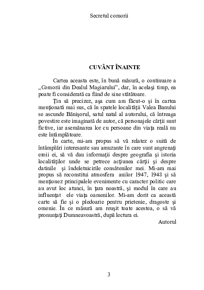 (DOC) SECRETUL COMORII (cartea) | Vanca Artemiu Iosif - Academia.edu