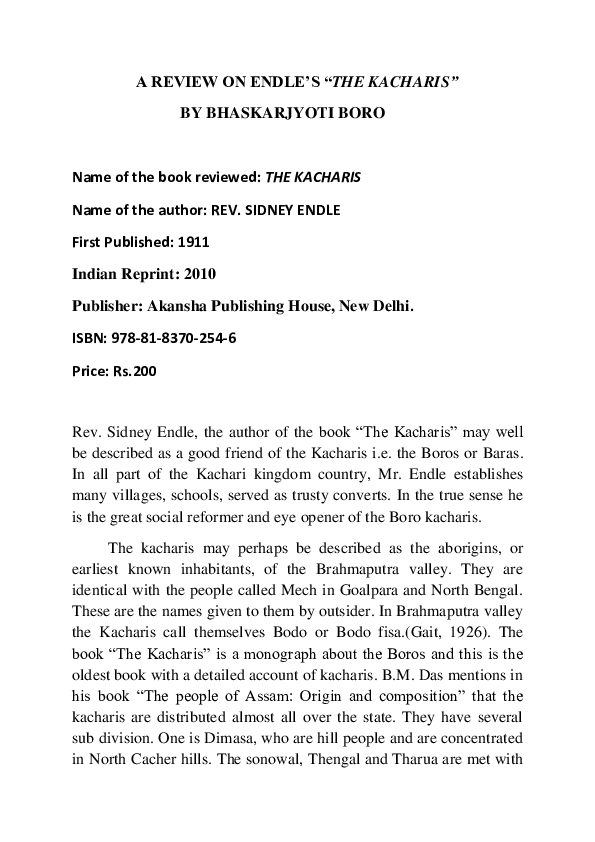 (PDF) A REVIEW ON ENDLE'S "THE KACHARIS"