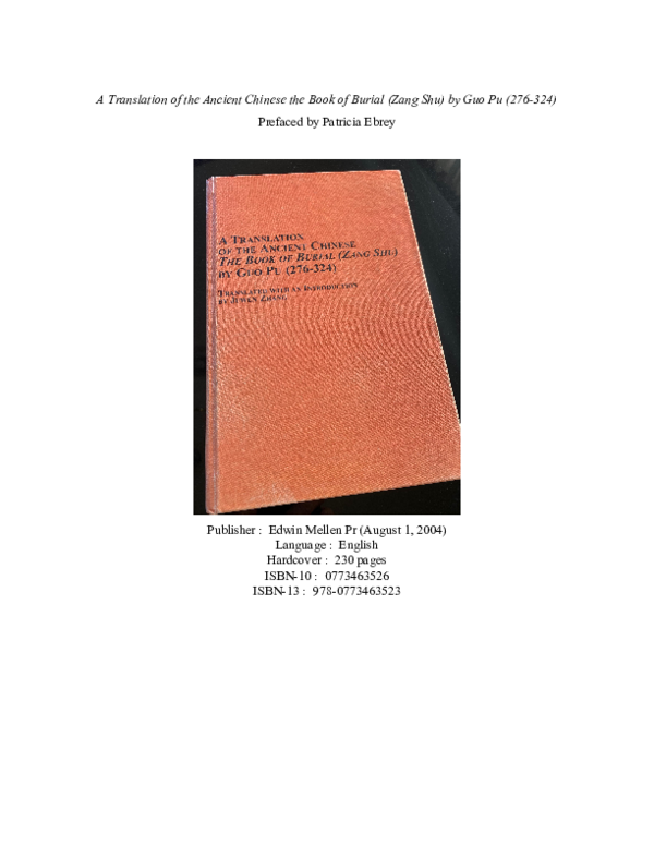 (PDF) A Translation of the Ancient Chinese The Book of Burial by Guo Pu