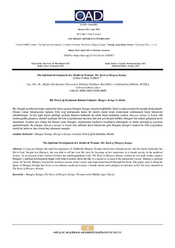 Pdf The Spiritual Development Of A Medieval Woman The Book Of Margery Kempe