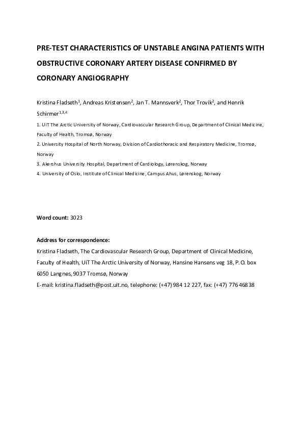 (PDF) Pre-test characteristics of unstable angina patients with ...