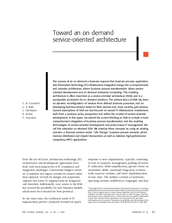 (PDF) Toward an on demand service-oriented architecture
