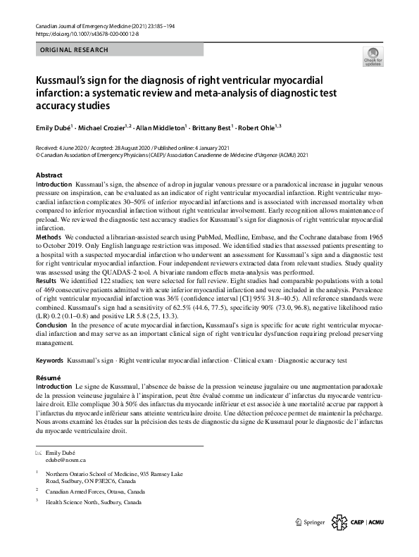 (PDF) Kussmaul’s sign for the diagnosis of right ventricular myocardial ...