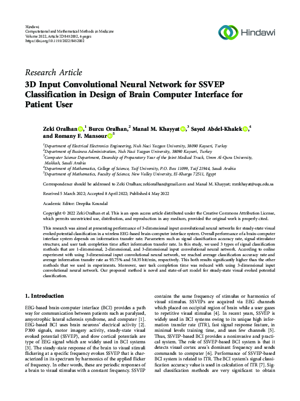 Pdf 3d Input Convolutional Neural Network For Ssvep Classification In