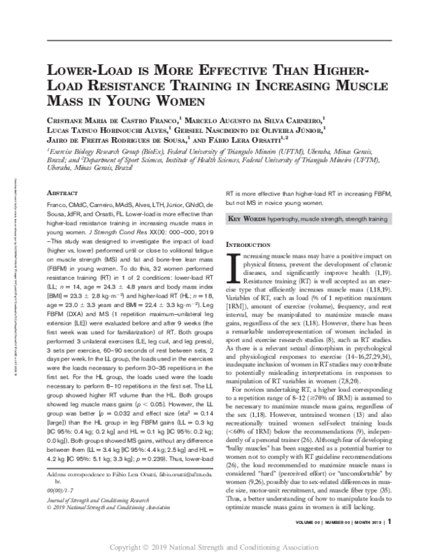 (PDF) Lower-Load is More Effective Than Higher-Load Resistance Training ...