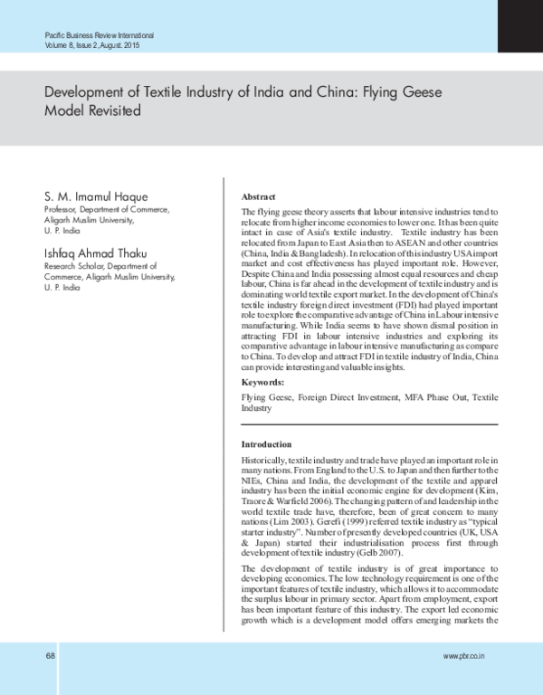 (PDF) Development of Textile Industry of India and China : Flying Geese ...